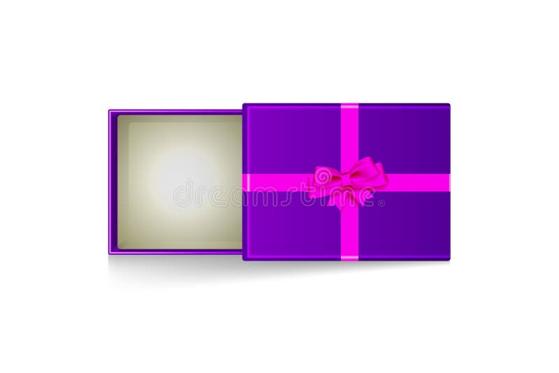 Open Gift Box with Ruby Bow Isolated on White. Illustration Eps 10 ...