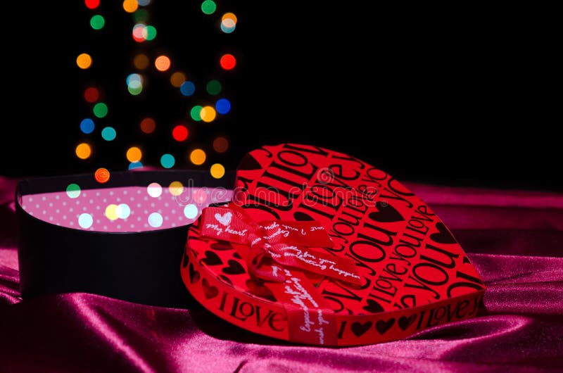 Open Gift Box Shaped Heart with Bokeh Stock Photo - Image of heart ...
