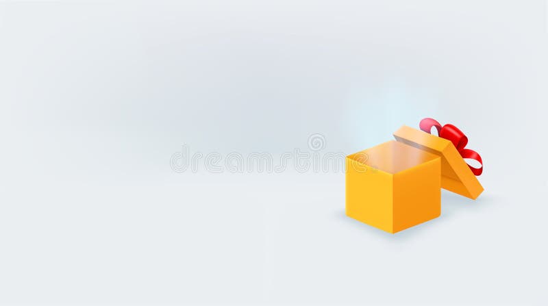 Open Gift Box with Shine. Banner with Copy Space Stock Vector ...