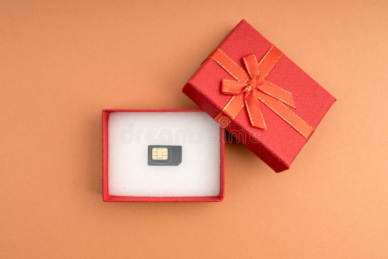 Open Gift Box with Sim Card Inside. Gave a Sim Card Stock Photo - Image ...