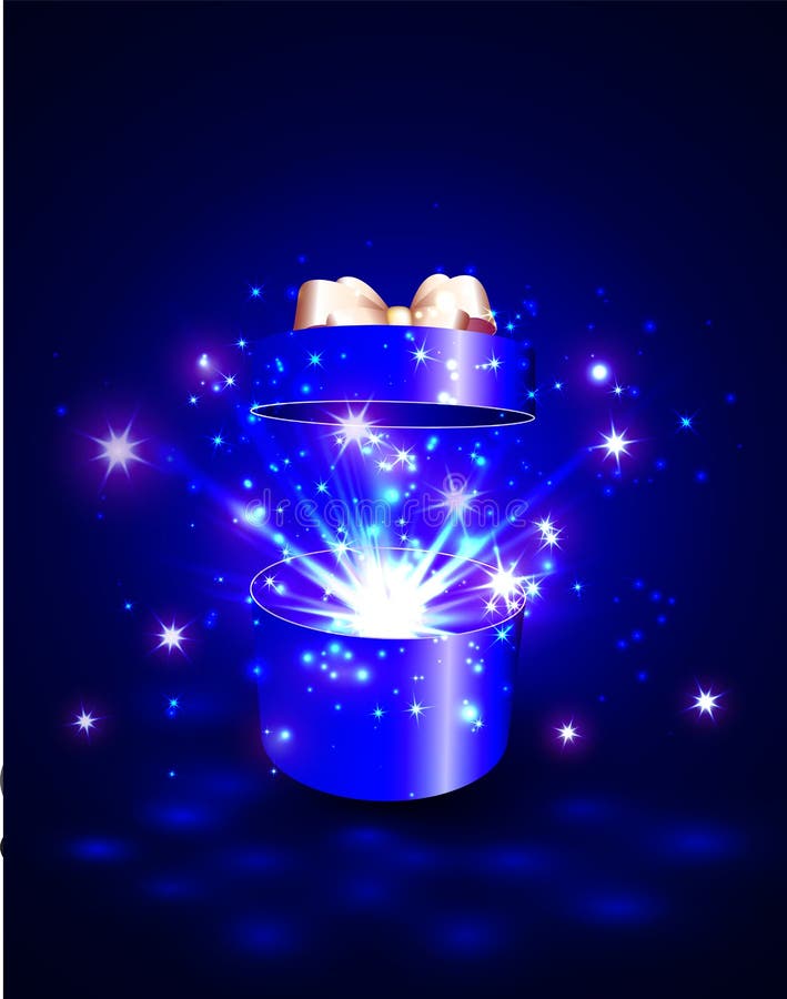 Open Gift Box with Surprise and Magic Light Fireworks Stock Vector ...