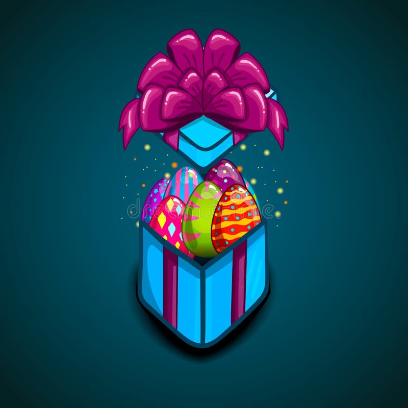 Open Gift Box with Vector Easter Eggs Stock Vector - Illustration of ...