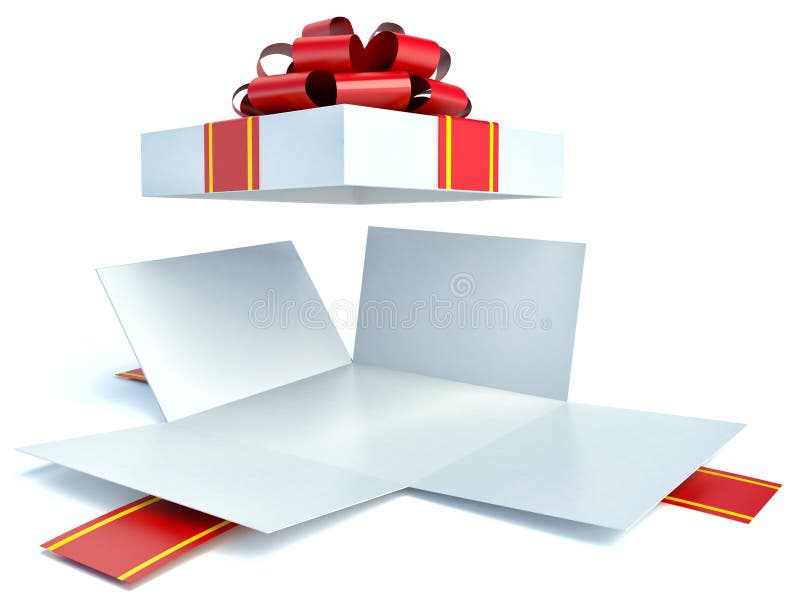 Open gift box on white stock illustration. Illustration of gain - 51427302
