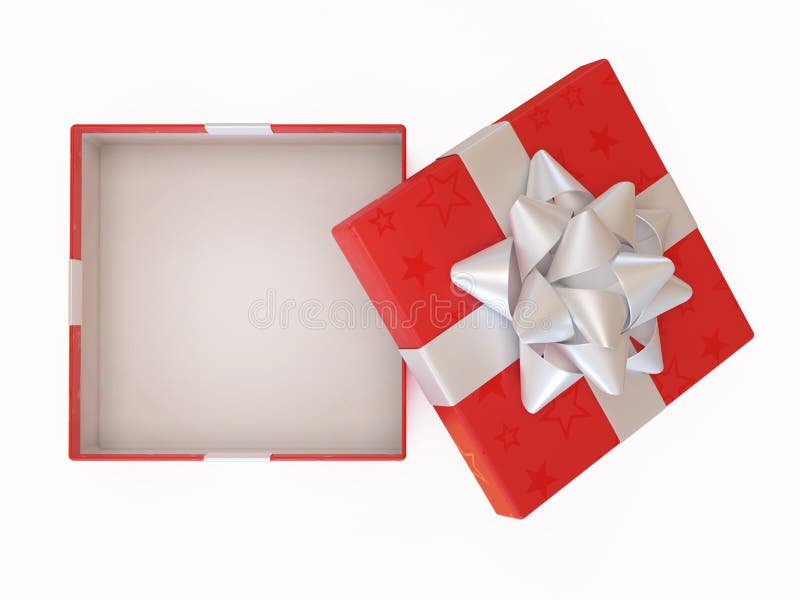 Open Gift Box on White Background 3d Rendering Stock Illustration ...