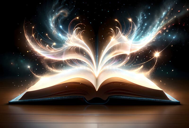 Open Glowing Book, Magical World of Reading and Knowledge Stock Image ...