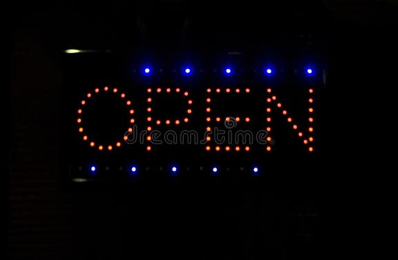 Open glowing sign stock image. Image of party, welcome - 113558183