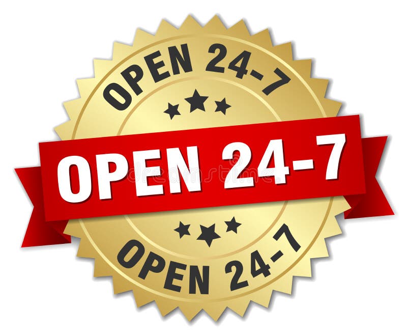 Open 24 7 stock vector. Illustration of sign, retro - 120418041