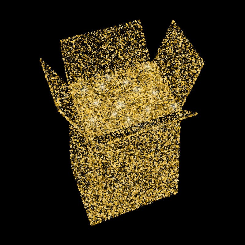 Open Gold Gift Box and Confetti. Vector Illustration. Stock Vector ...