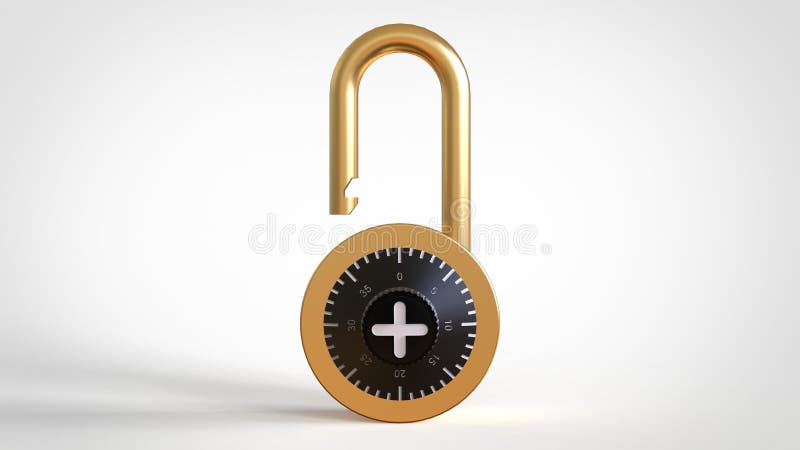Open Gold Padlock with Figures on White Background 3d Rendering Image ...