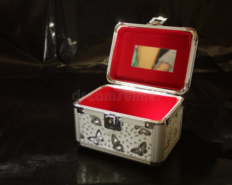 Open Gray Red Makeup Case Black Background Stock Photos - Free ...