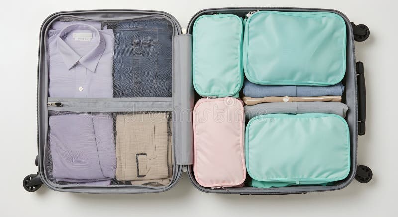 Open Suitcase Packed with Clothes and Packing Cubes - Ai Generated ...