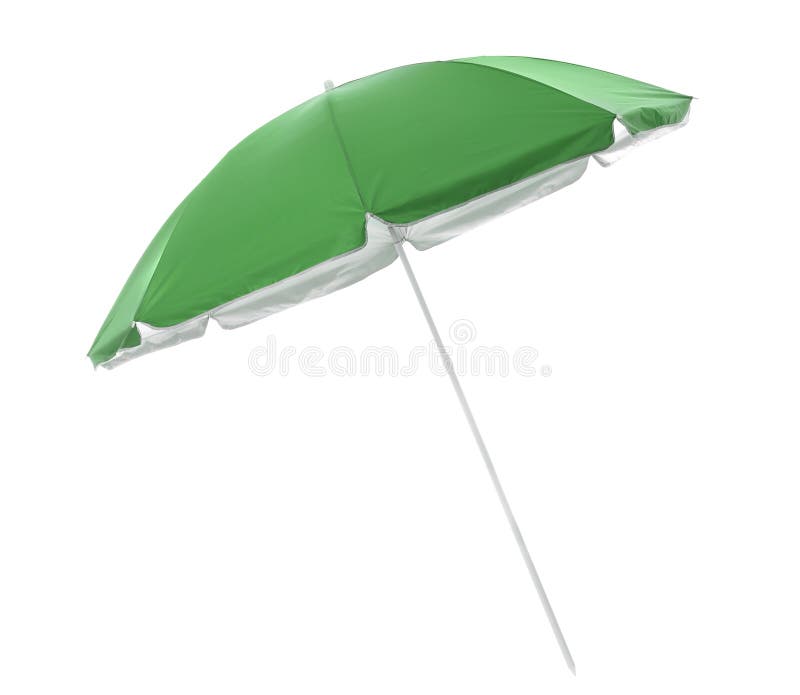 Open Green Beach Umbrella Isolated on White Stock Image - Image of ...