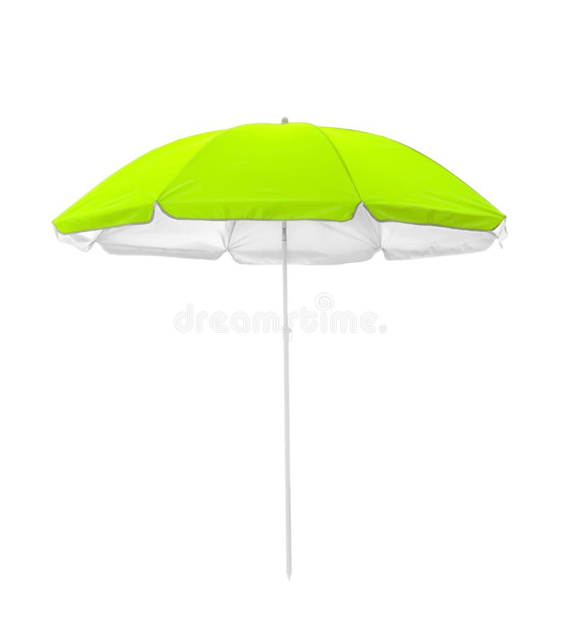 Open Green Beach Umbrella Isolated on White Stock Photo - Image of ...