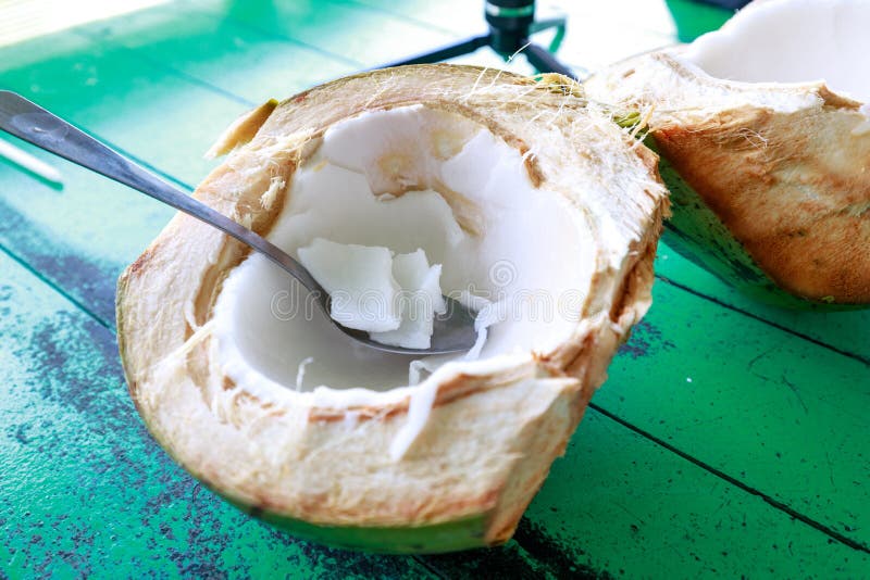 Open Coconut With Coconut Peel Stock Image - Image of group, food: 97072529