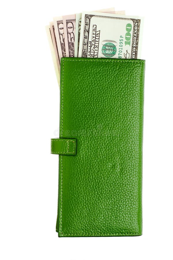 Open green leather wallet stock photo. Image of personal - 26984848