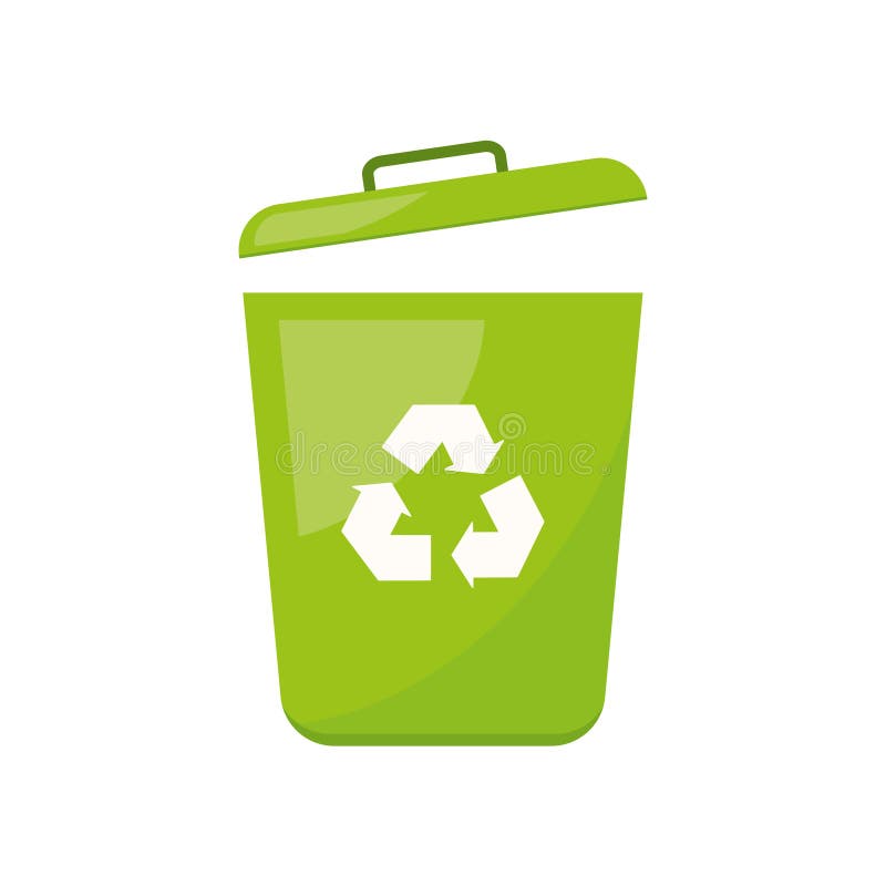 Open Green Recycle Garbage Bin Icon Stock Vector - Illustration of ...
