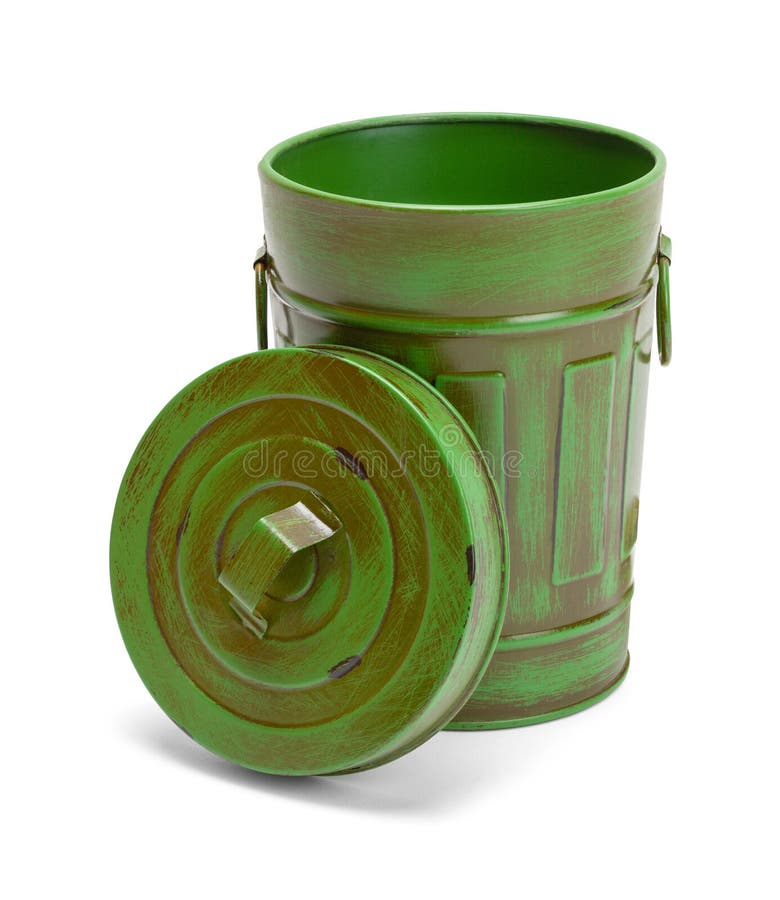 Open Green Trash Can stock photo. Image of metal, pollution - 90647316