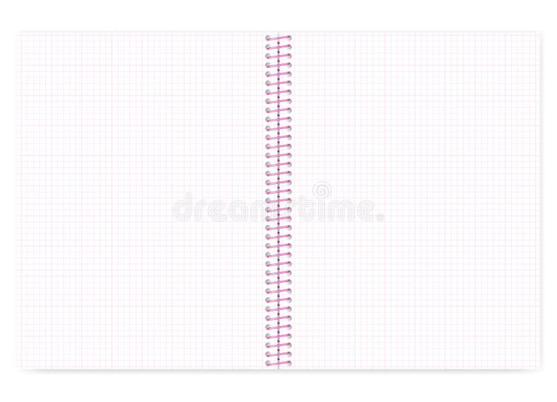 Open Lined Wire Bound Note Book with Pink Spiral, Vector Mockup Stock ...