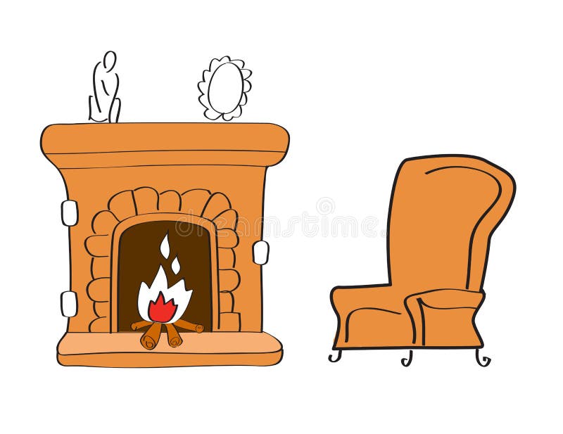 Cartoon Open Haard Met Kousen