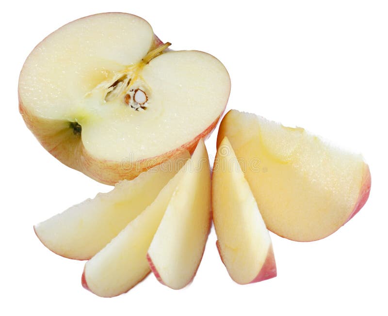 Open Half an Apple and Five Slice Isolated on White Stock Photo - Image ...