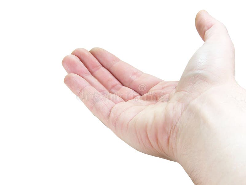 Open Male Hand Isolated on White Stock Image - Image of isolated ...
