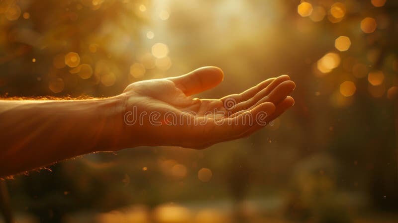 Hand Extended in Golden Light. AI Generated Stock Photo - Image of ...