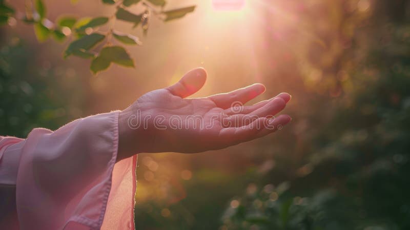 The Hand in Sunlight. AI Generated Stock Photo - Image of green, hand ...
