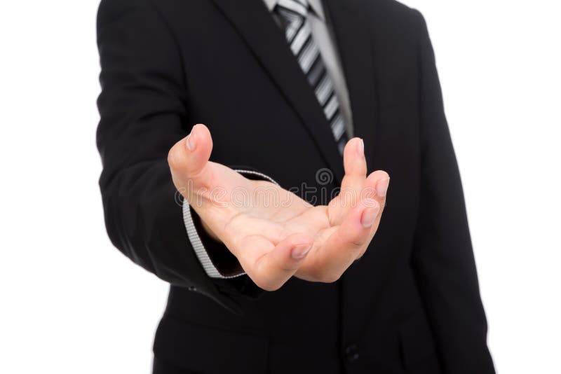 Open hand of business man stock image. Image of give - 43756671