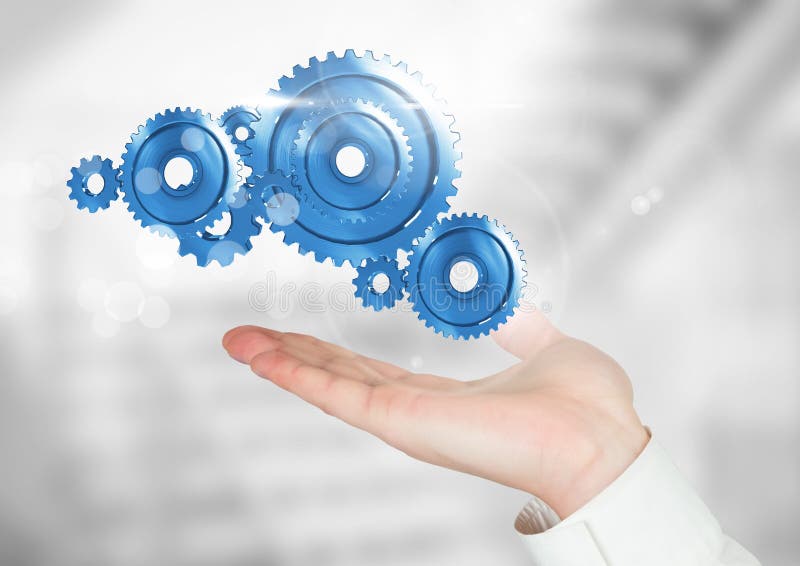 Open hand with cog gears stock image. Image of presentation - 100267463