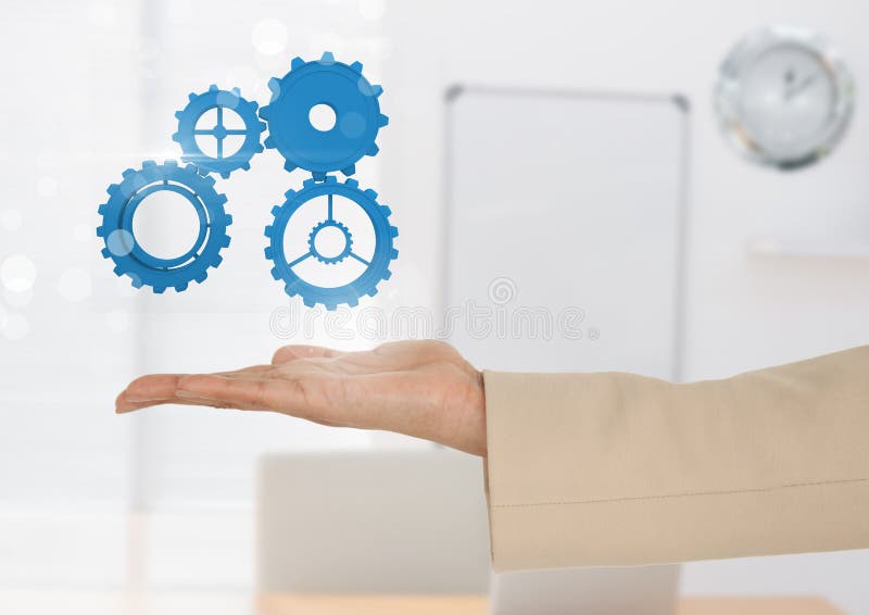 Open hand with cog gears stock image. Image of flash - 100267697