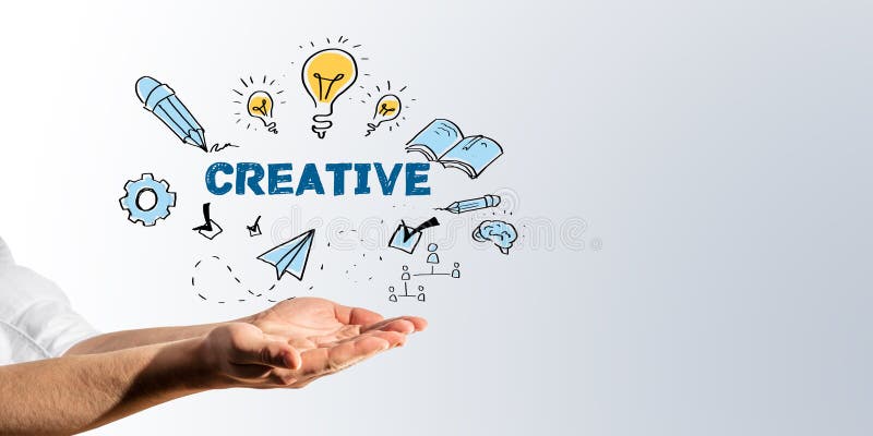 An Open Hand with Doodle Illustrations Symbolizing Creativity on a ...