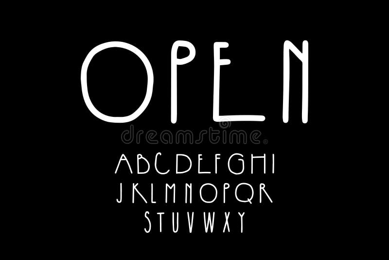 Open Hand Drawn Vector Type Font in Cartoon Comic Style Stock ...