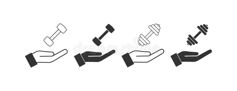 Open Hand and Dumbbell Icon. Hand and Weight Symbol. Sign Suggest a ...