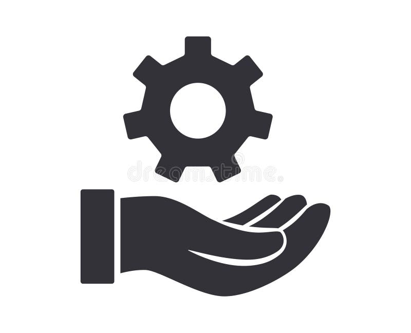 Open Hand with Gear Symbol Vector Icon Stock Vector - Illustration of ...