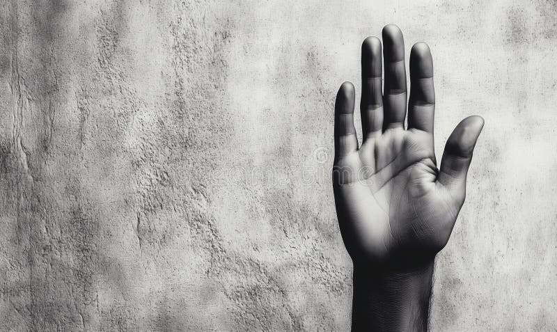 Open Hand Gesture Symbolizing Communication, Surrender, or Stop Against ...