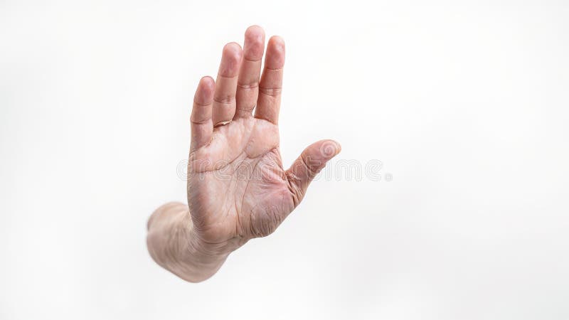 Open Hand Gesture on White Background: Symbol of Stop, Halt, or Request ...