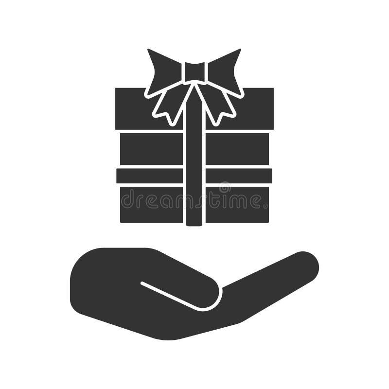 Open Hand with Gift Box Glyph Icon Stock Vector - Illustration of gift ...
