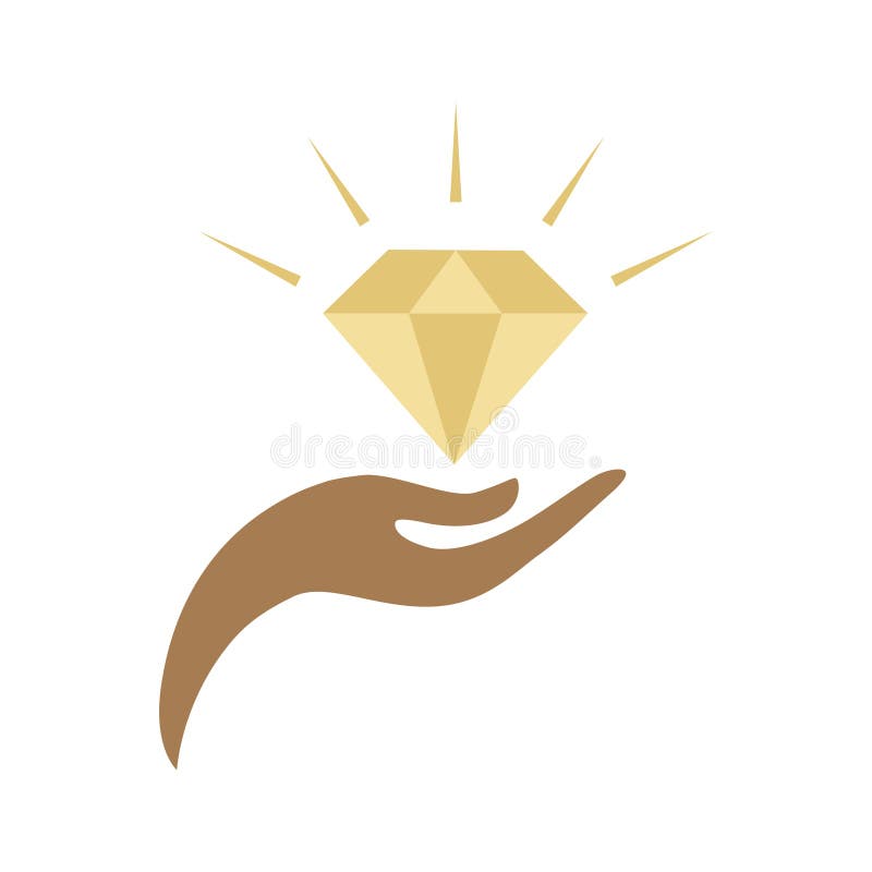 Open Hand Icon with Diamond Icon Stock Illustration - Illustration of ...