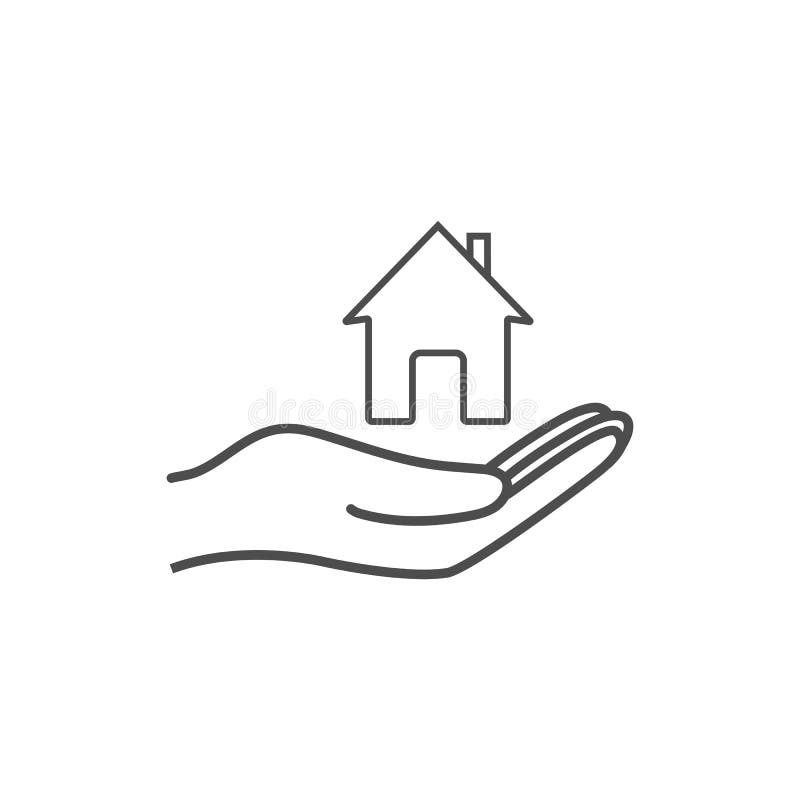 Open Hand Icon with Home Icon. Vector Illustration. Flat Design Stock ...