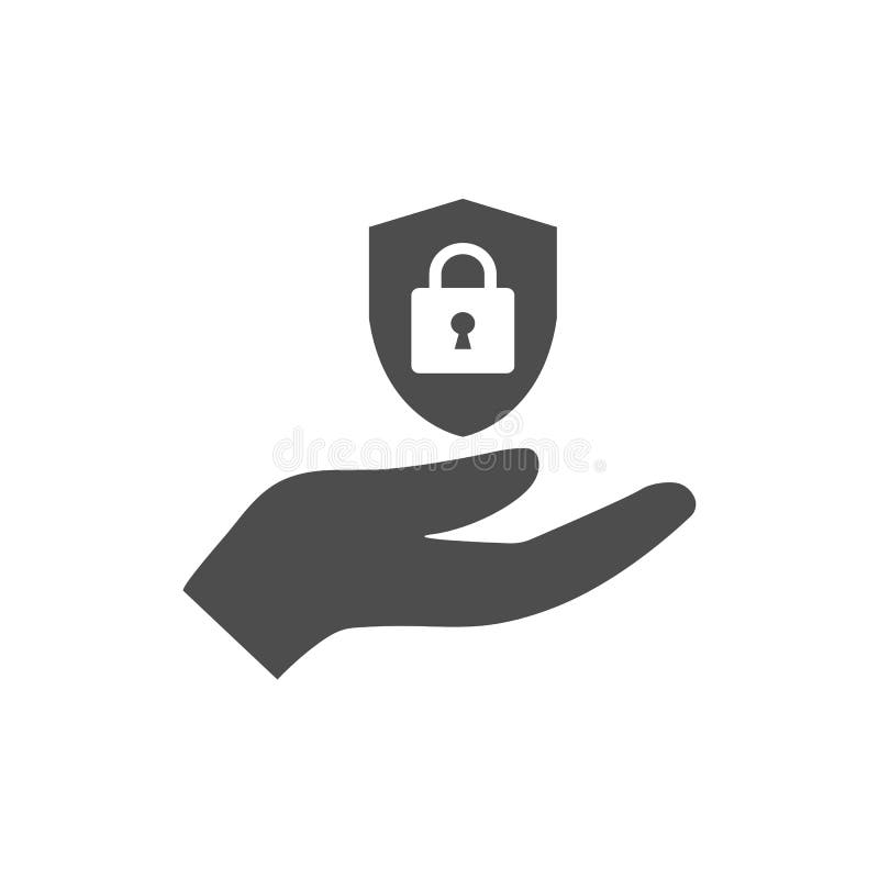 Open Hand and Lock Shield Icon. Vector Illustration. Flat Design Stock ...