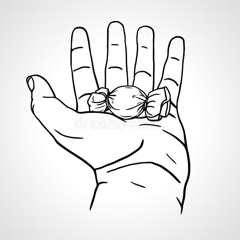 Open hand offering candy stock vector. Illustration of view - 47348331