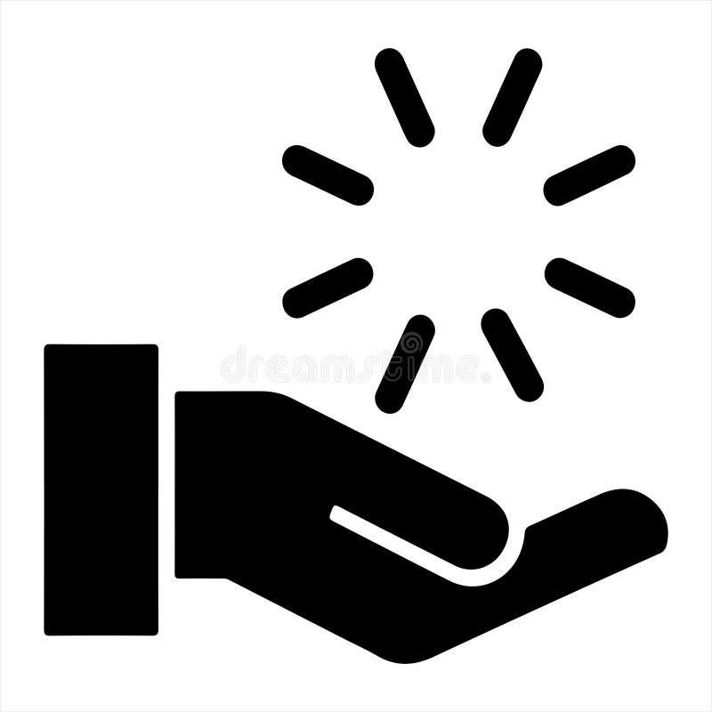 Open Hand Offering Icon with Radiating Lines Stock Vector ...