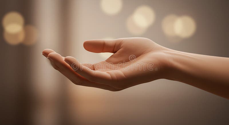 An Open Hand, Palm Facing Upwards, with a Soft Background Composed of ...