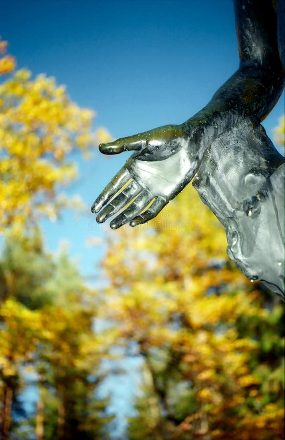 Open Hand of Park Sculpture Stock Image - Image of fingers, openair ...