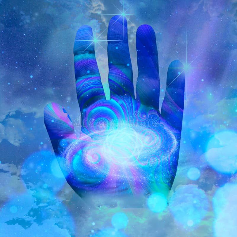 Open hand and particle stock illustration. Illustration of black - 31424999