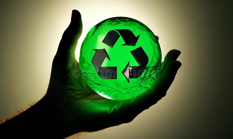 Hand Holding Green Sphere with Recycle Symbol Stock Footage - Video of ...