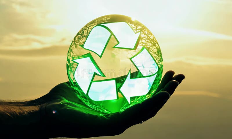 Hand Holding Green Sphere with Recycle Symbol Stock Footage - Video of ...