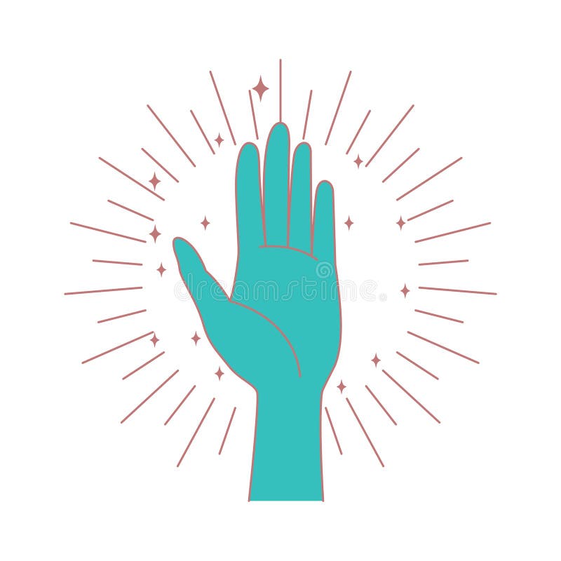 Open Hand with Shine Sparkling Decoration As Peace Symbol Stock ...