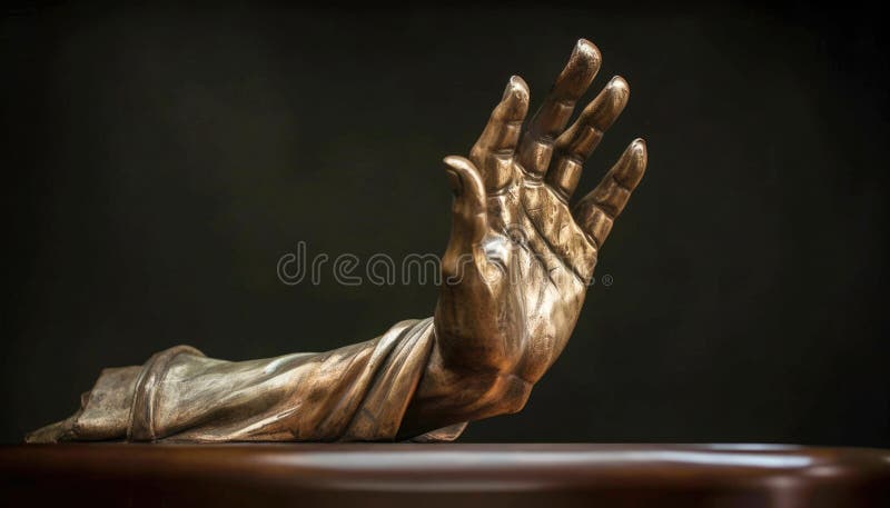 Open Hand Statue in Copper SOS Help Request Generative AI Illustration ...