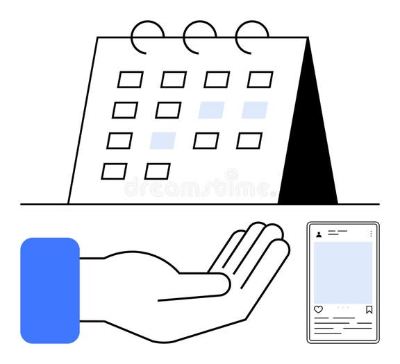Open Hand Supporting Calendar and Smartphone Representing Scheduling ...
